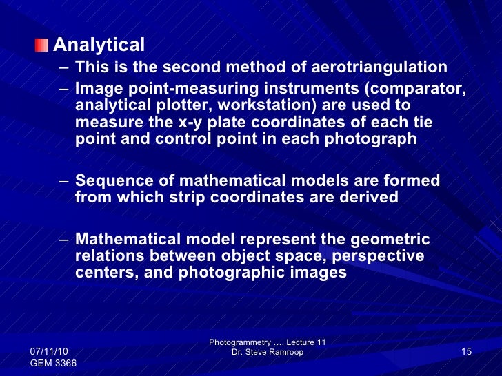 Photogrammetry - areaotriangulation