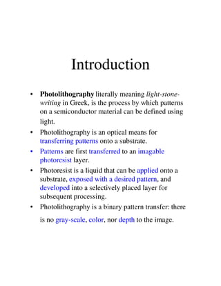 Photolithography | PDF