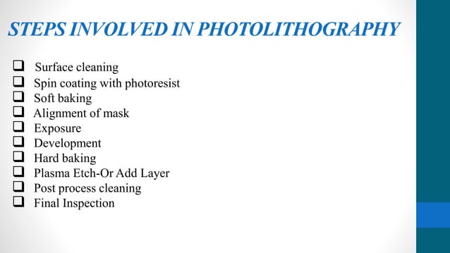 Photolithography | PPTX | Photo Editing Software | Computer Software and Applications