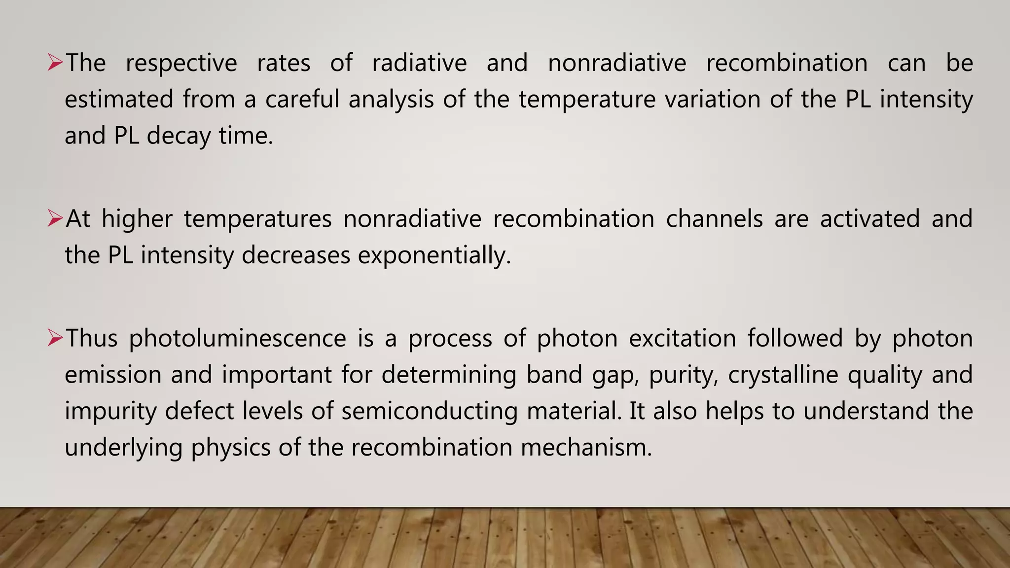 Photoluminescence Spectroscopy for studying Electron-Hole pair ...
