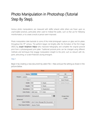 Photo Manipulation Tutorial (Step by Step Process) | PDF