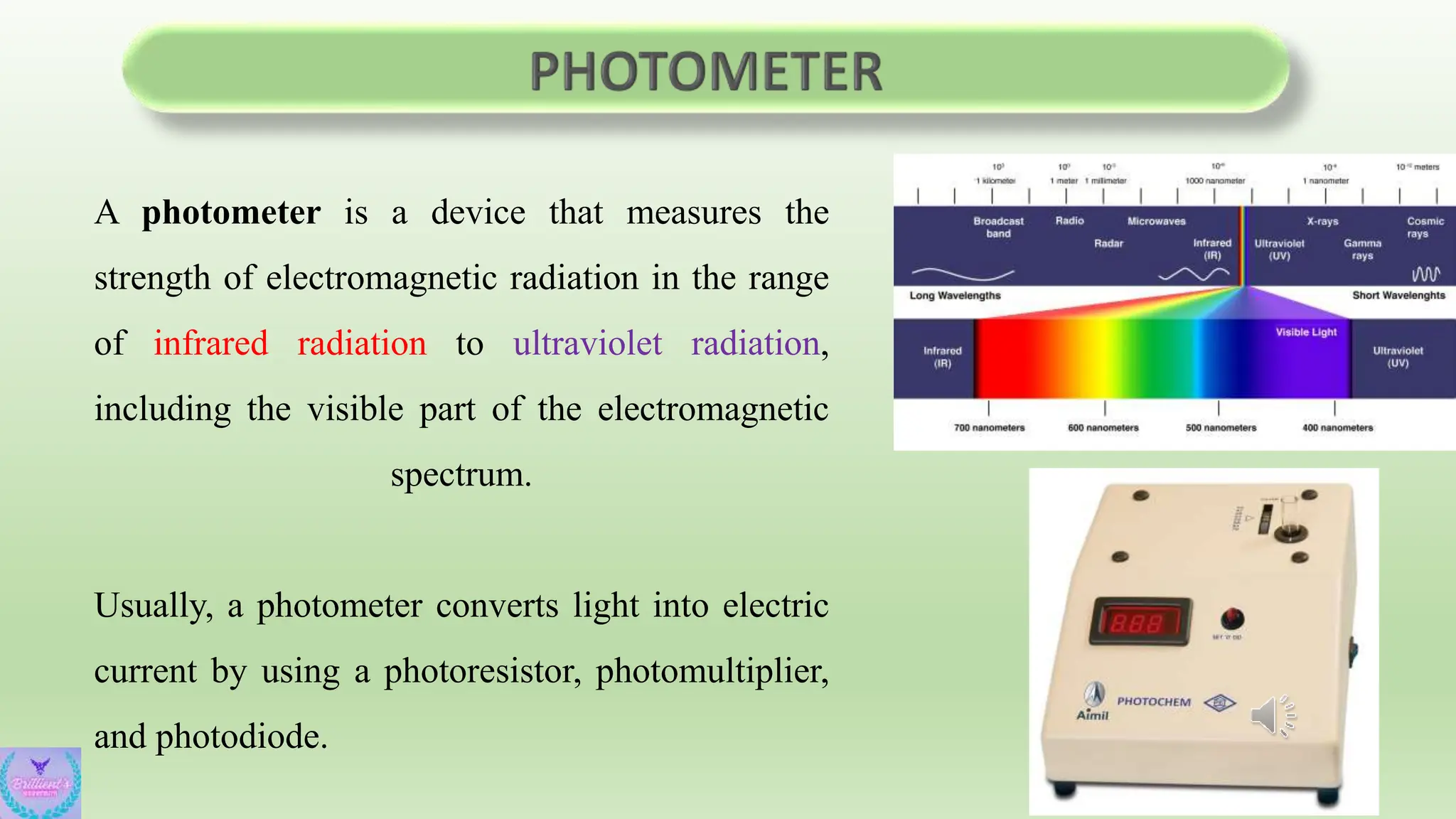Photometer, Principle, Beer-Lambert's Laws, Types, Applications, care ...