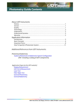 Photometry guide contents | PDF