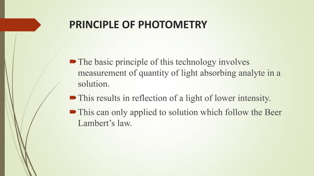 Photometry and spectrophotometry | PPTX