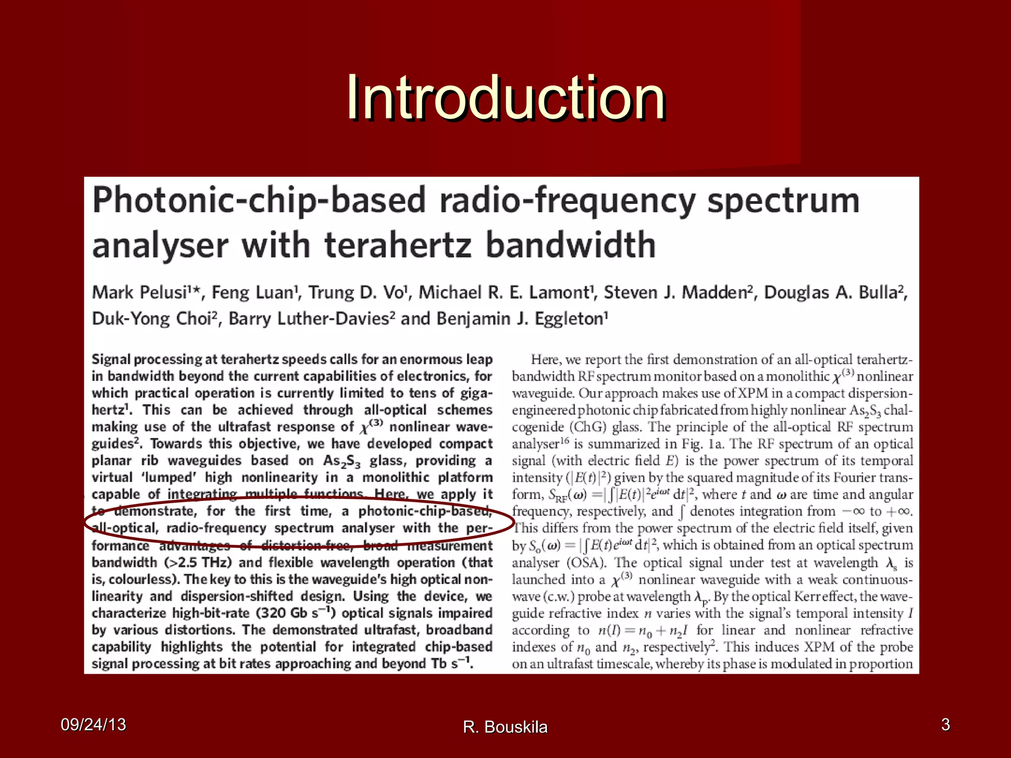 Photonic chip-based RF spectrum analyzer | PPT
