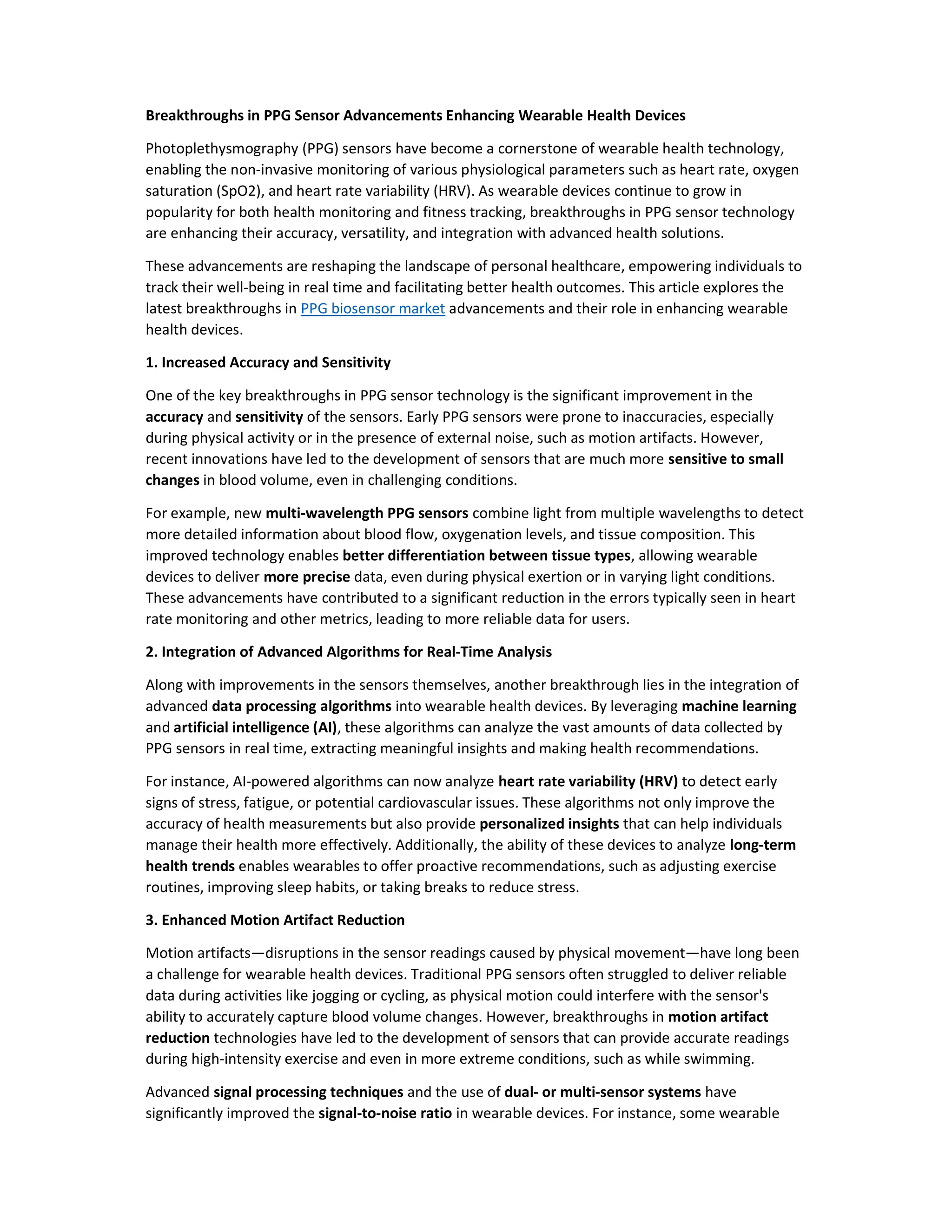 Breakthroughs in PPG Sensor Advancements Enhancing Wearable Health Devices | PDF