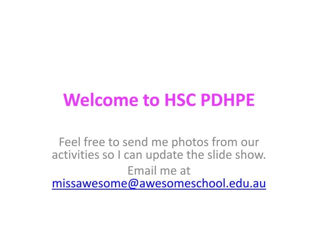 Photo presentation HSC PDHPE | PPTX