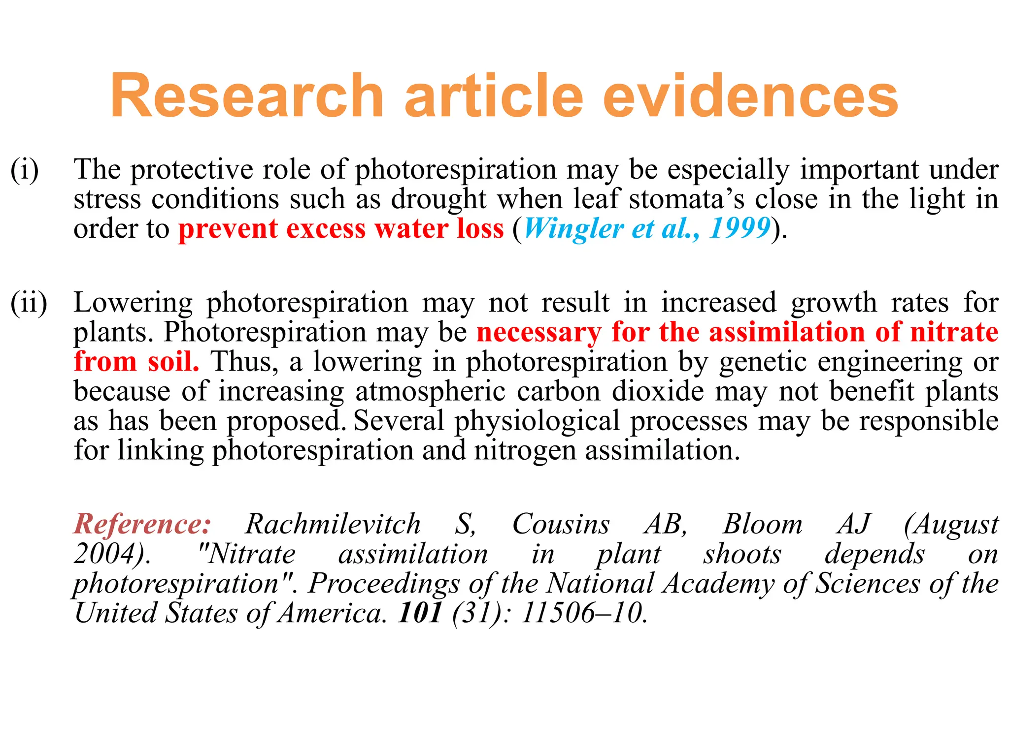 Photorespiration (C2 Pathway) in Plants. | PPTX