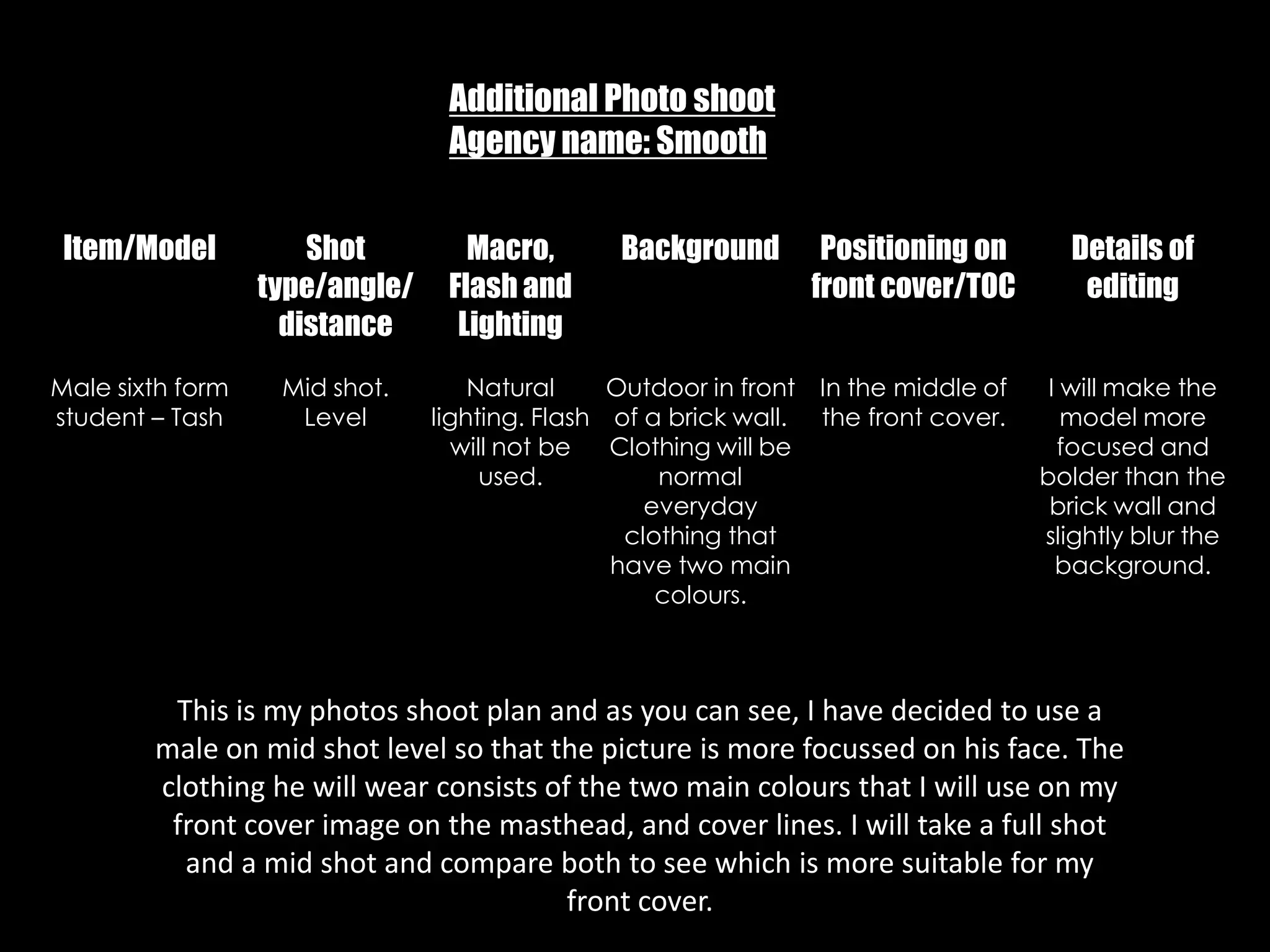 Photoshoot Plan | PPTX