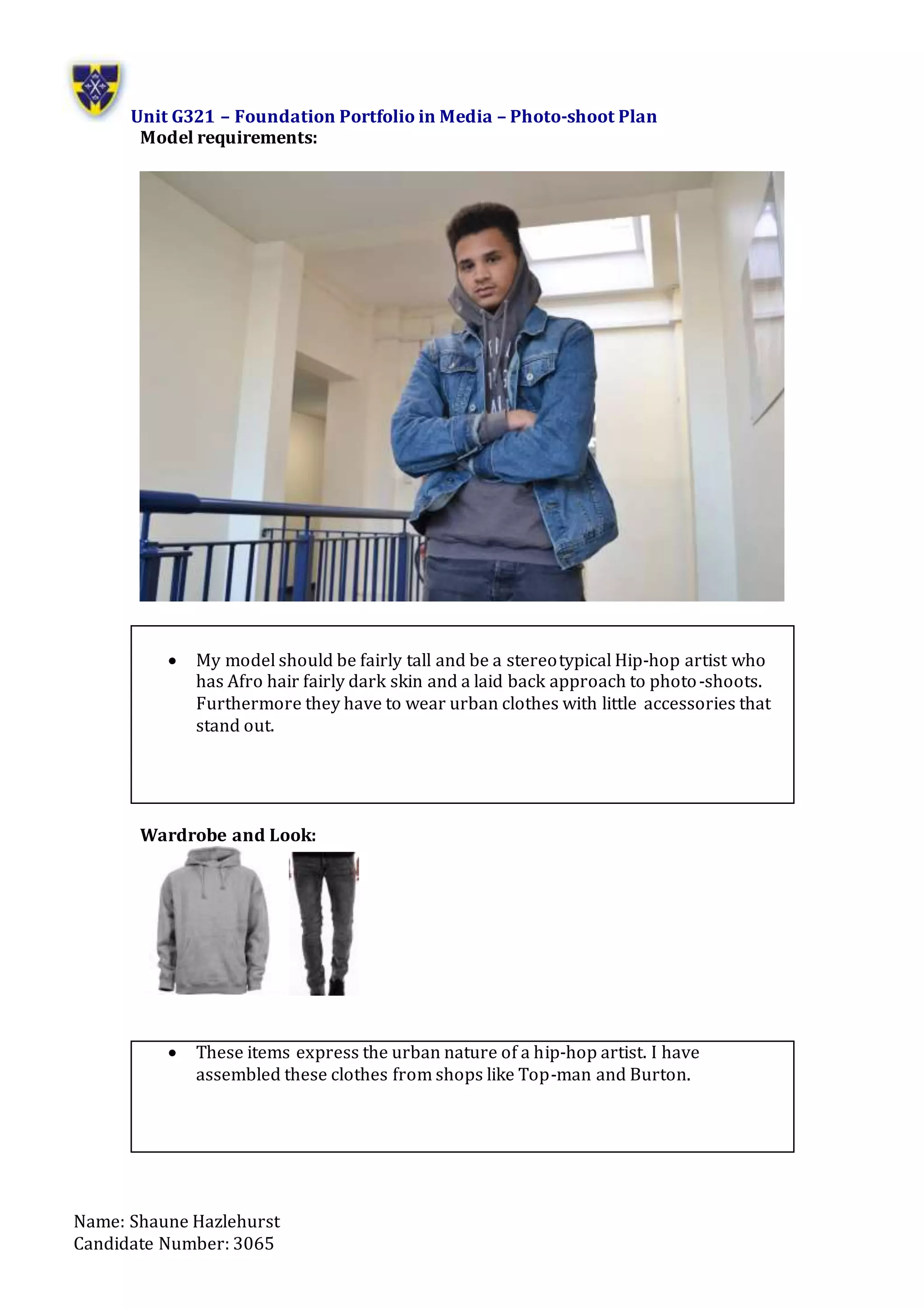 Photo shoot plan | DOCX