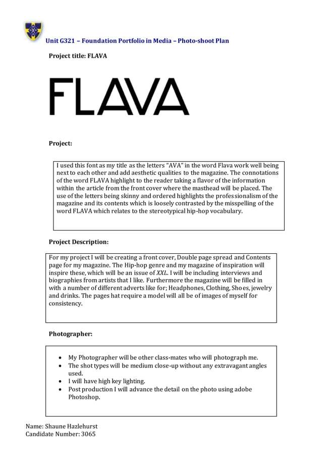 Photo shoot plan | PDF