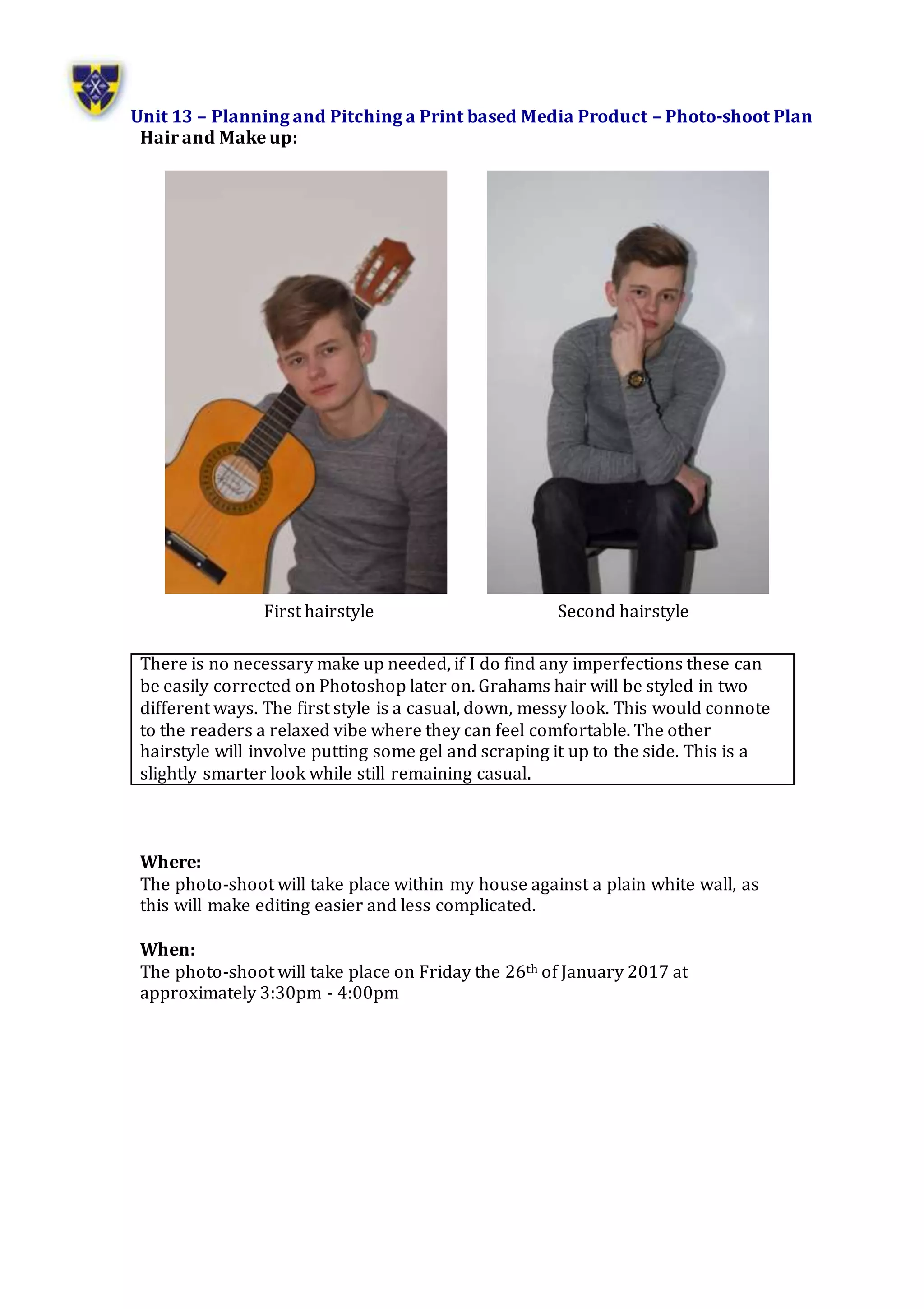 Photo shoot plan 'A' | DOCX