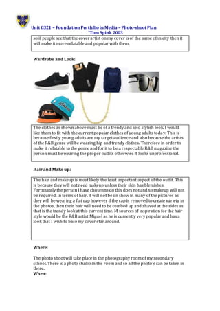 Photo shoot plan | DOCX