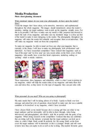 Photoshoot planning | PDF
