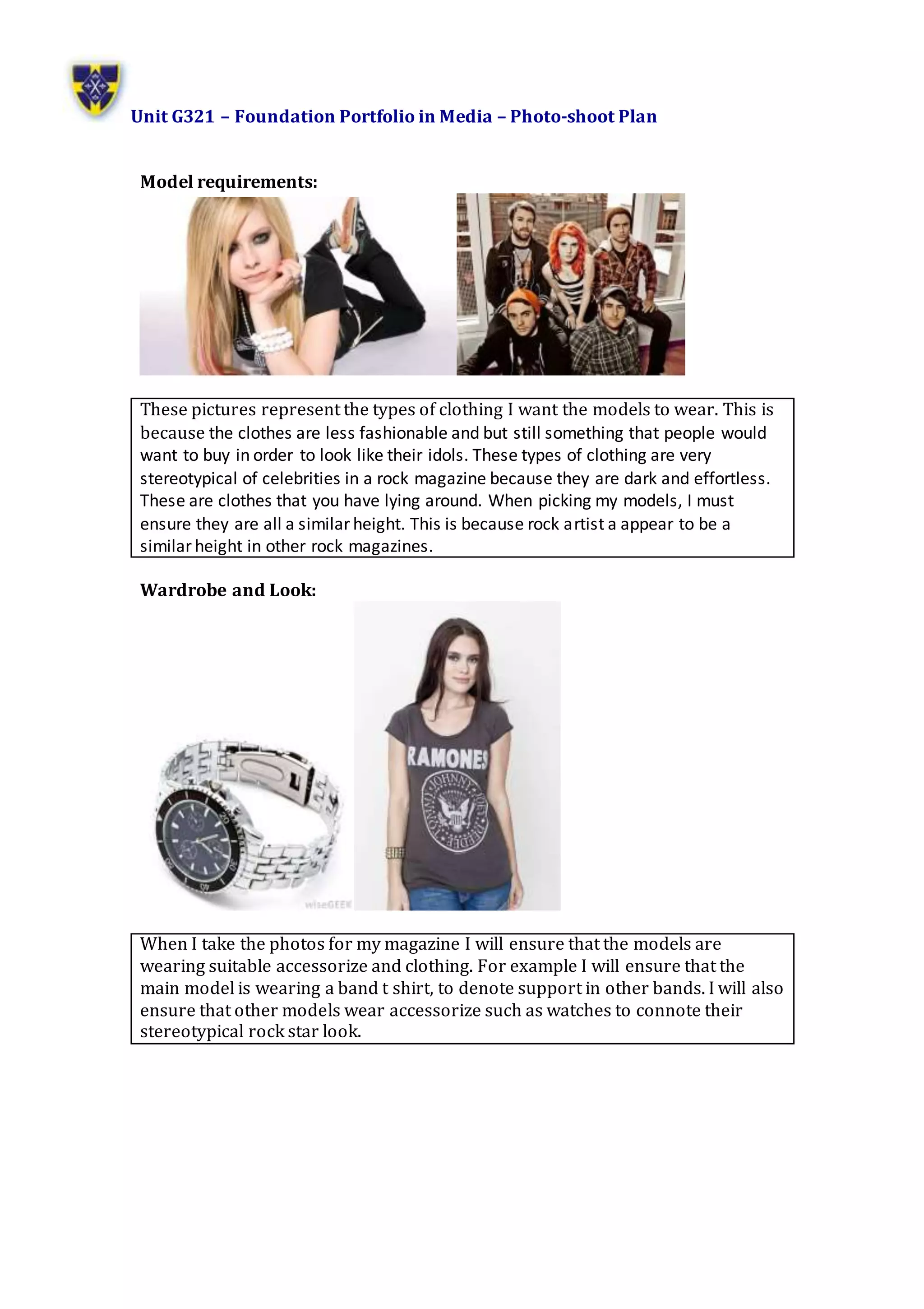 Photo shoot plan template | DOCX