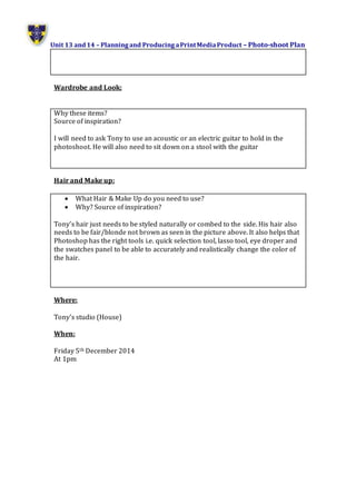 Photoshoot Plan | PDF