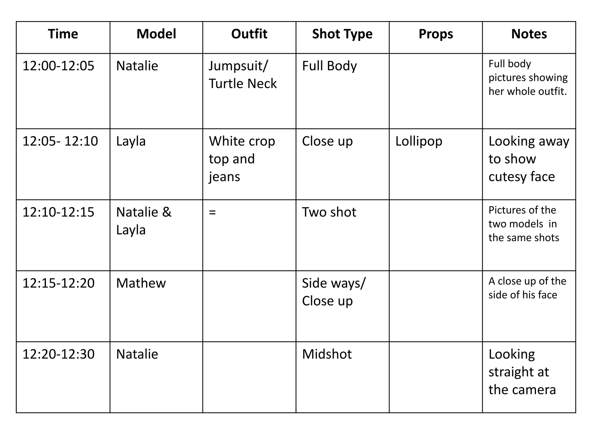 Photoshoot schedule | PPTX