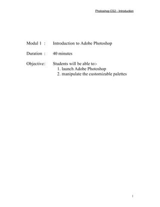 Photoshop - Module 1 | PDF
