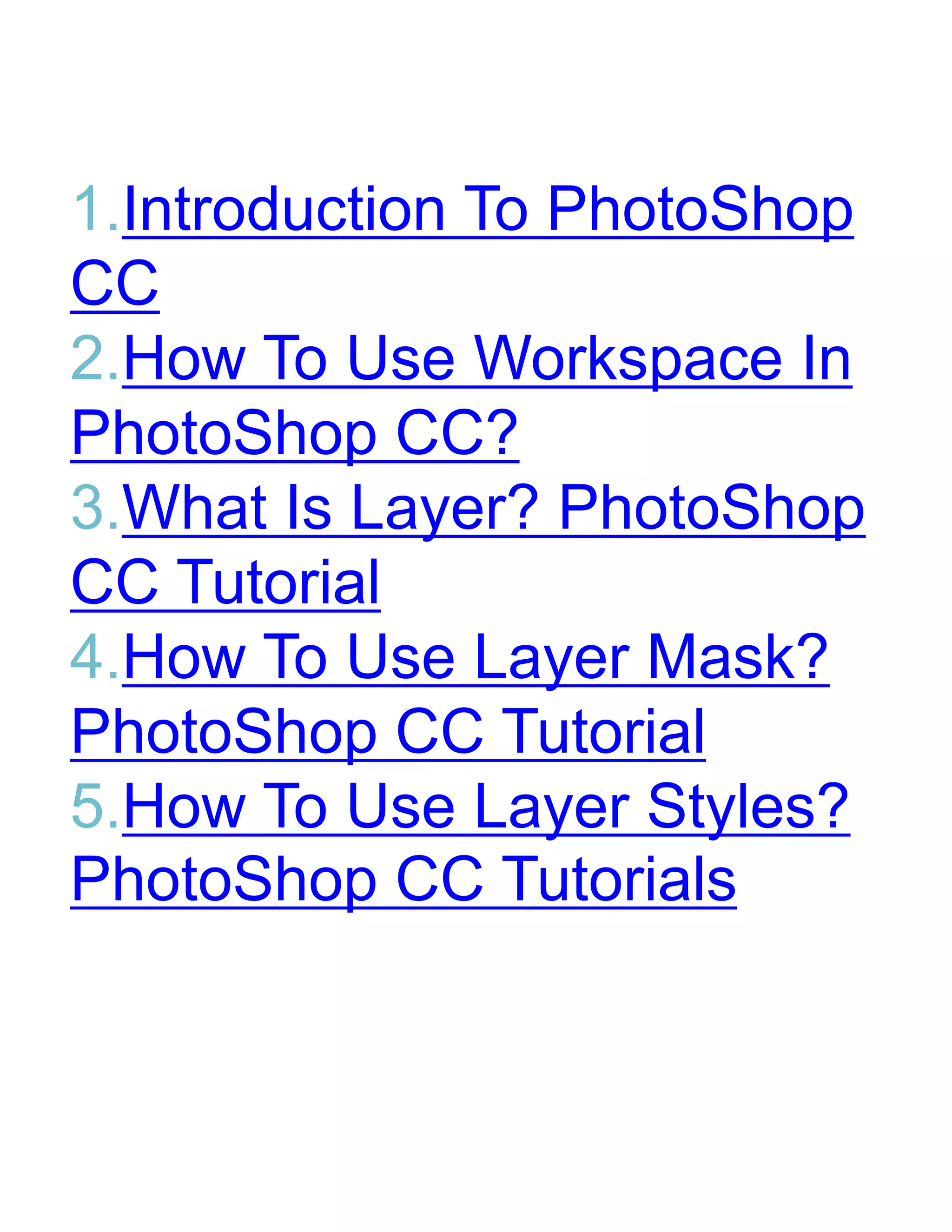 Photoshop cc Tutorial | PDF