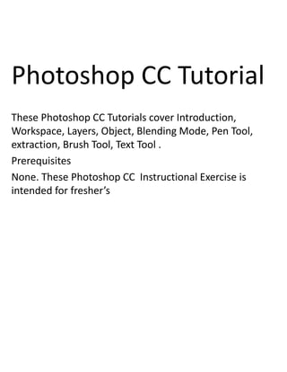Photoshop cc Tutorial | PDF