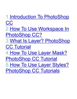 Photoshop cc Tutorial | PDF