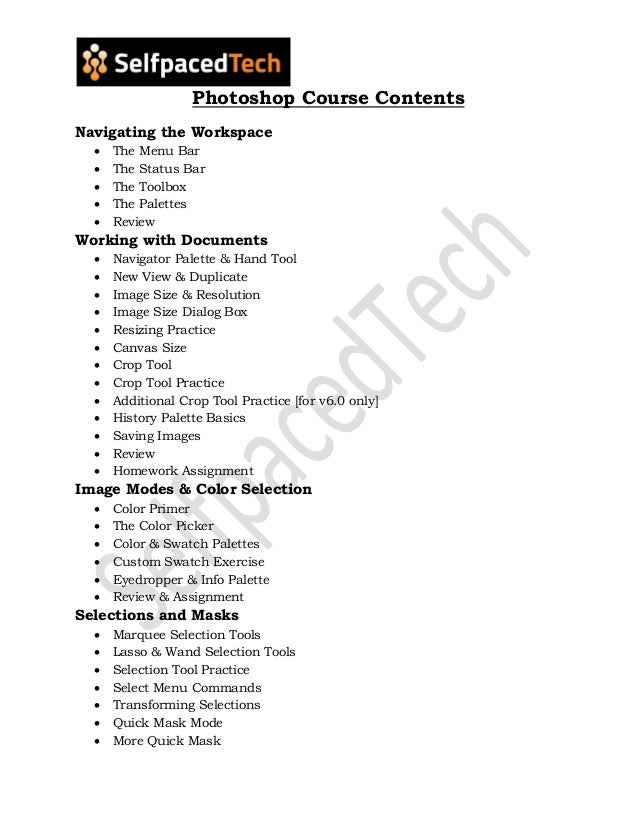 Photoshop Course Content Photoshop Course Online Training 