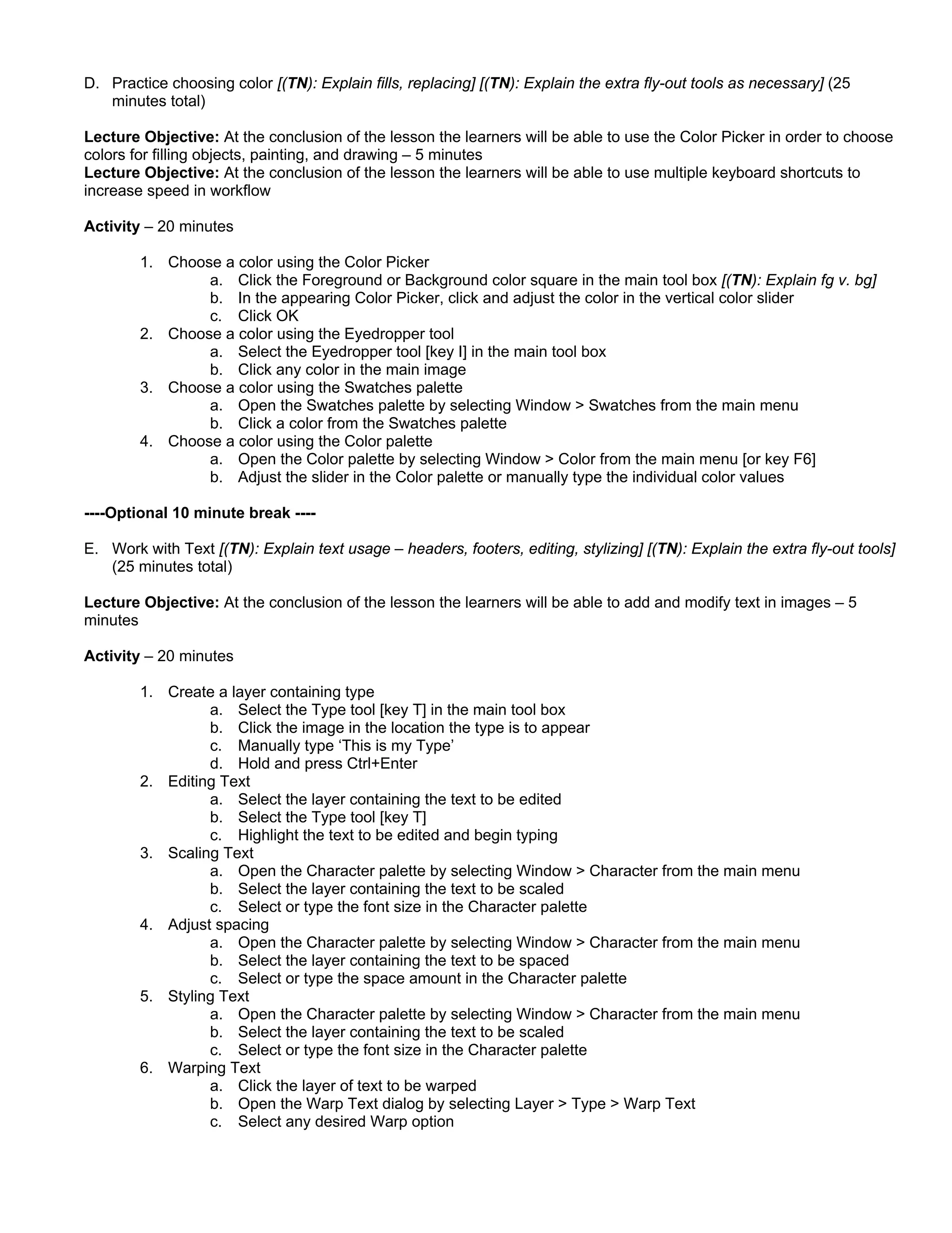 Photoshop cs3 instructor lesson plan | PDF