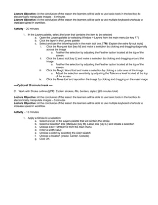 Photoshop cs3 instructor lesson plan | PDF