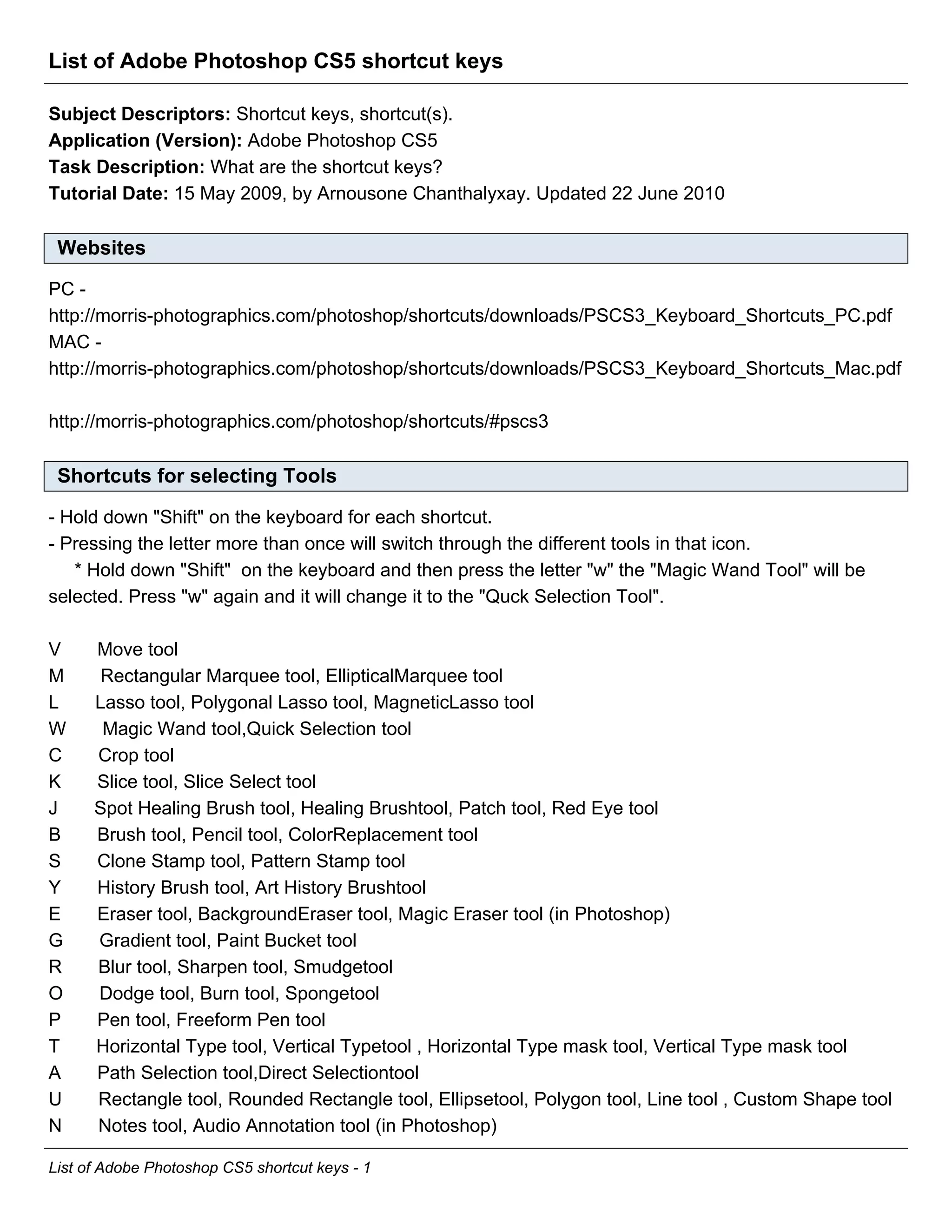 Photoshop cs5 shortcut_keys | PDF