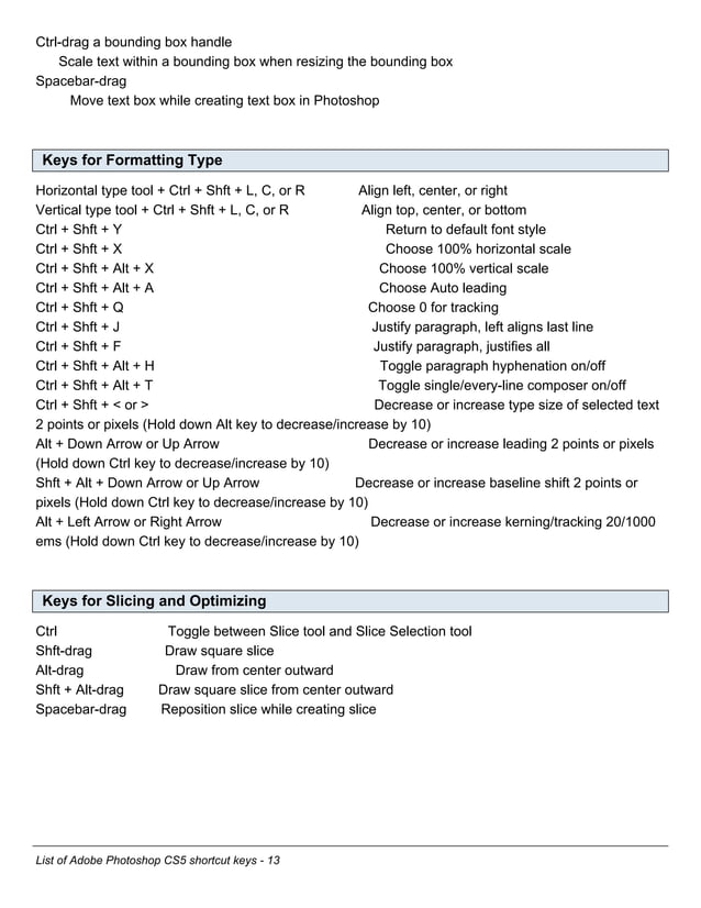 Photoshop cs5 shortcut_keys | PDF | Photo Editing Software | Computer ...