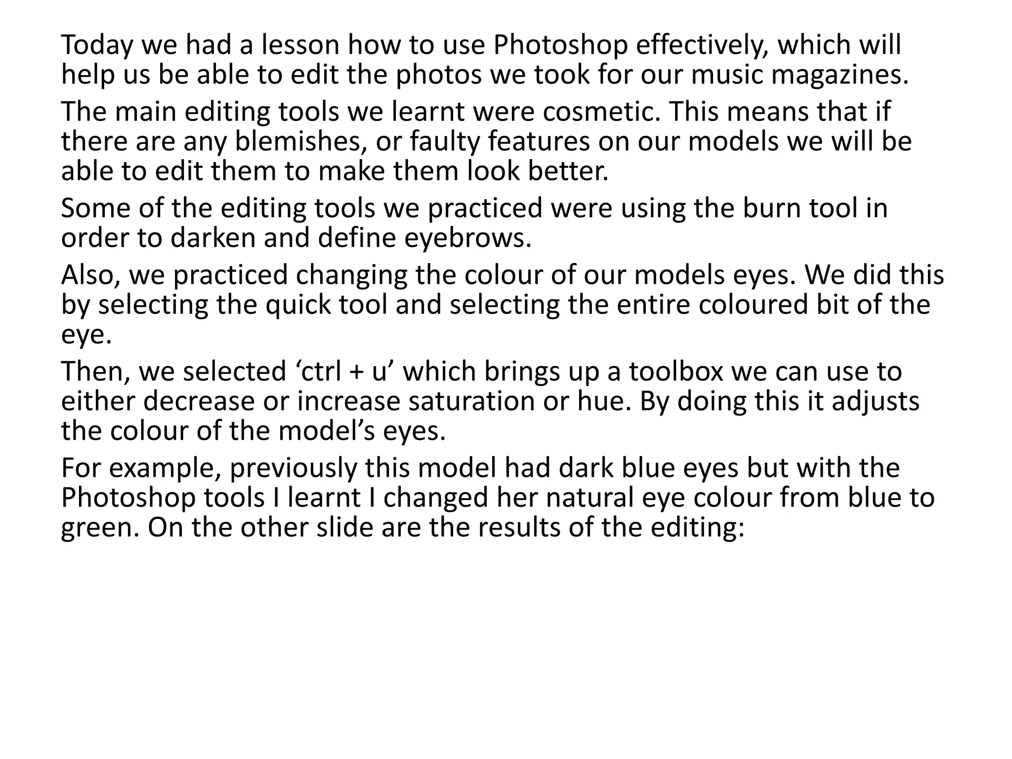 Photoshop lesson diary | PPTX