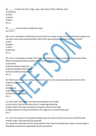 Photoshop MCQ Question for All Exams PDF Free Download | PDF