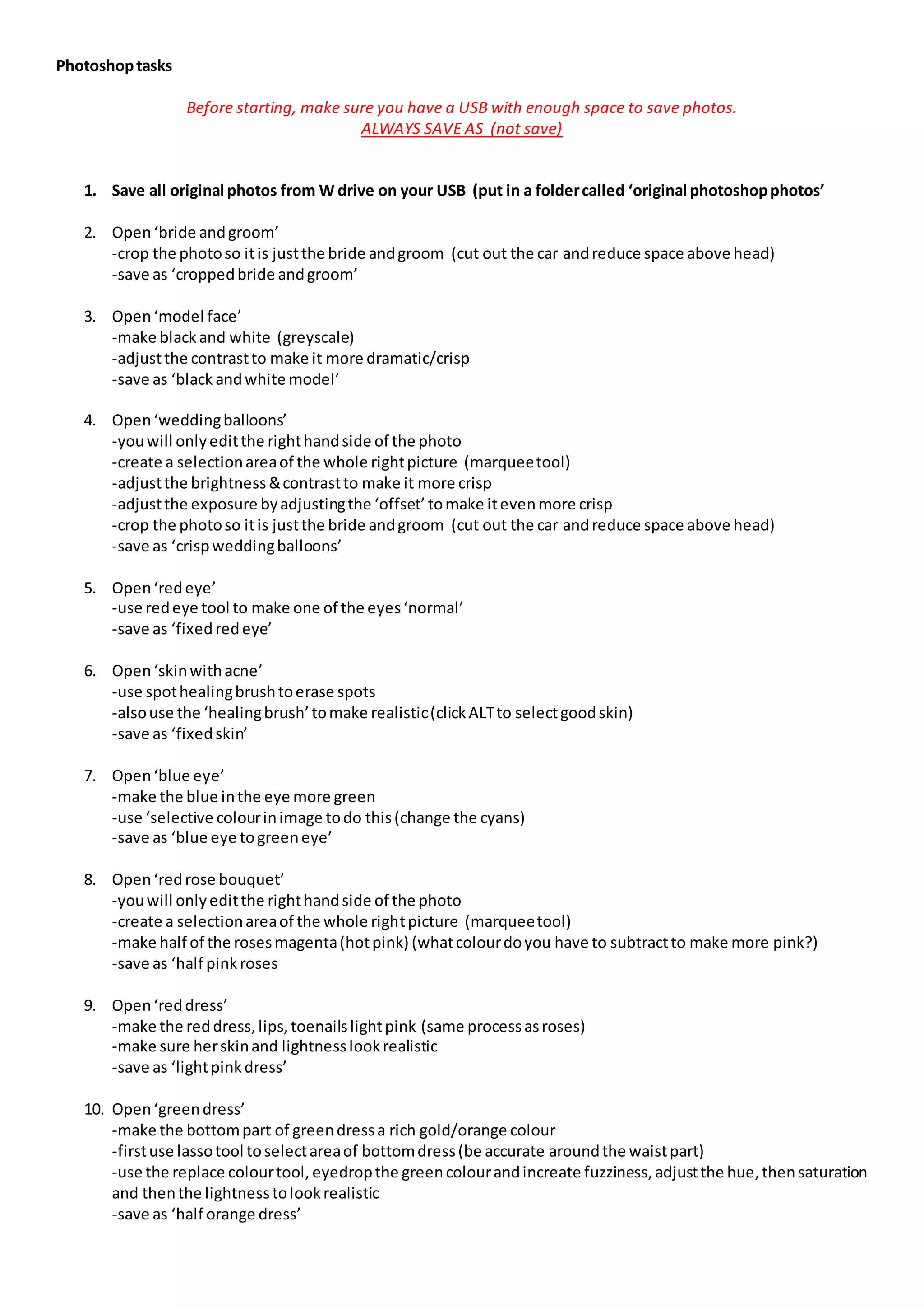 Photoshop tasks | DOCX