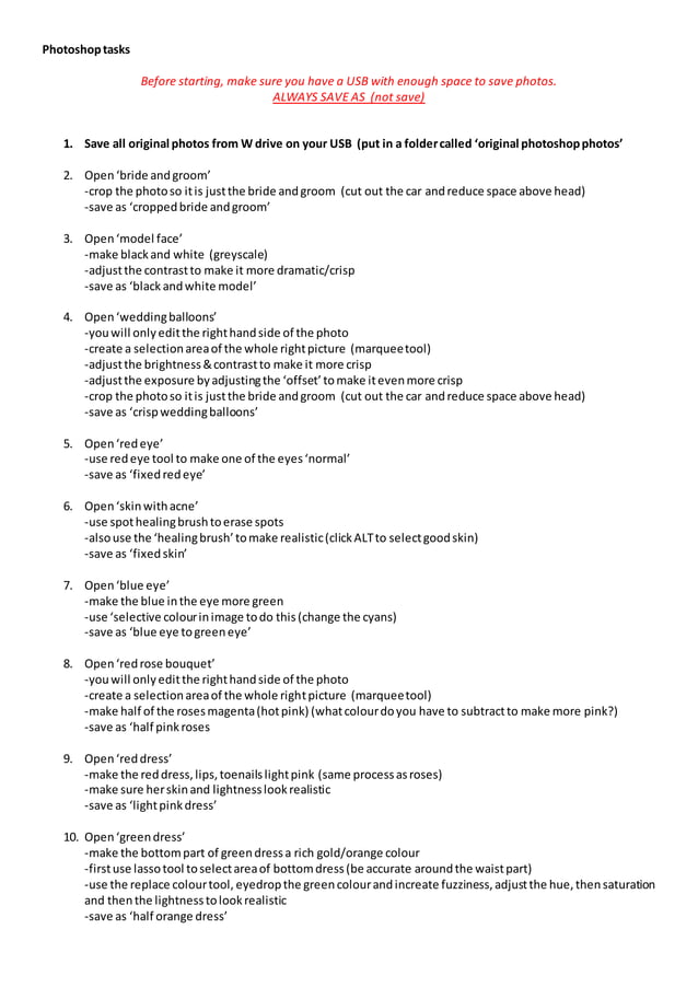 Photoshop tasks | DOCX