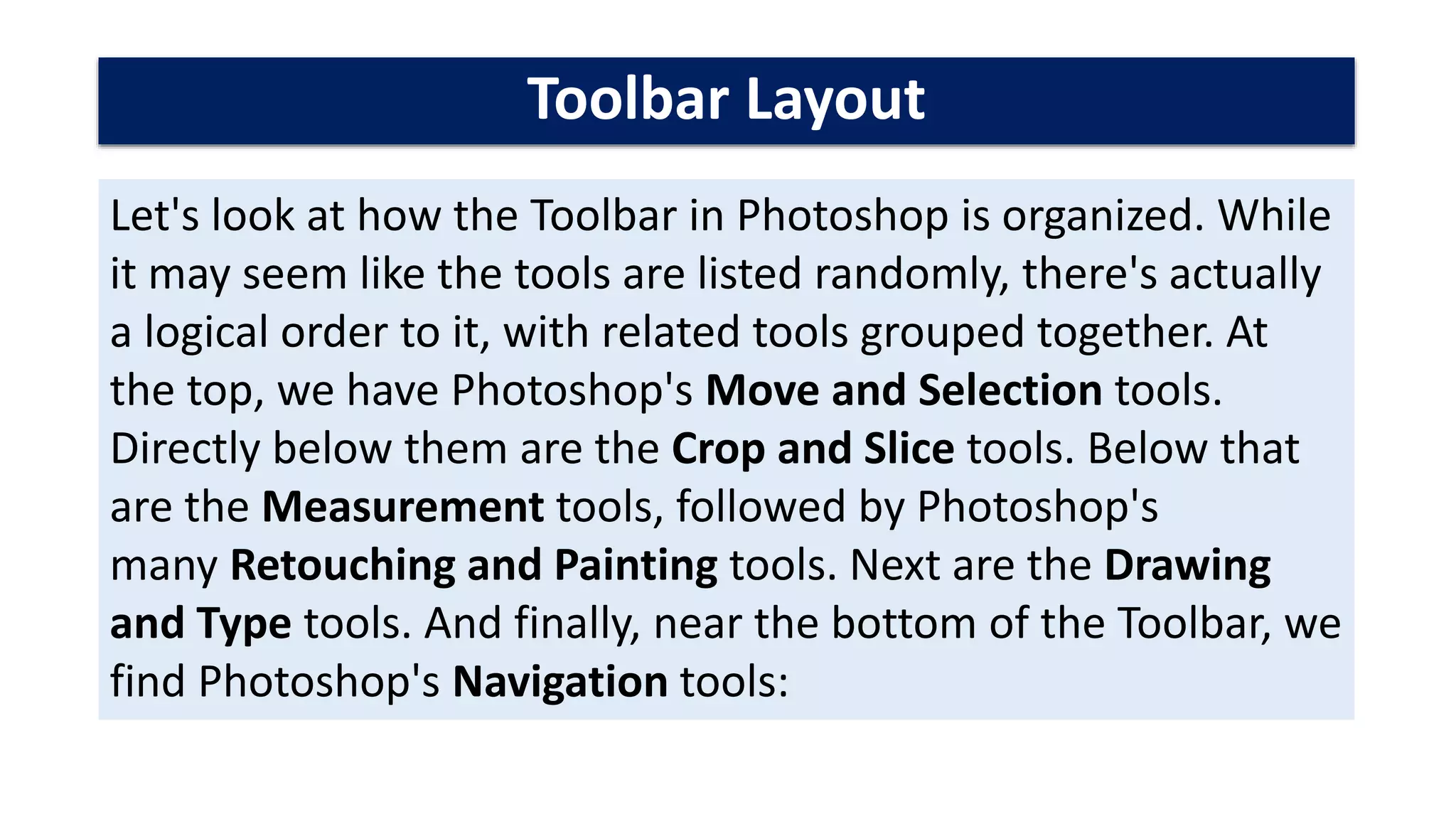 Adobe Photoshop Toolbar Introduction | PPTX