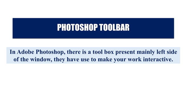 Adobe Photoshop Toolbar Introduction | PPTX
