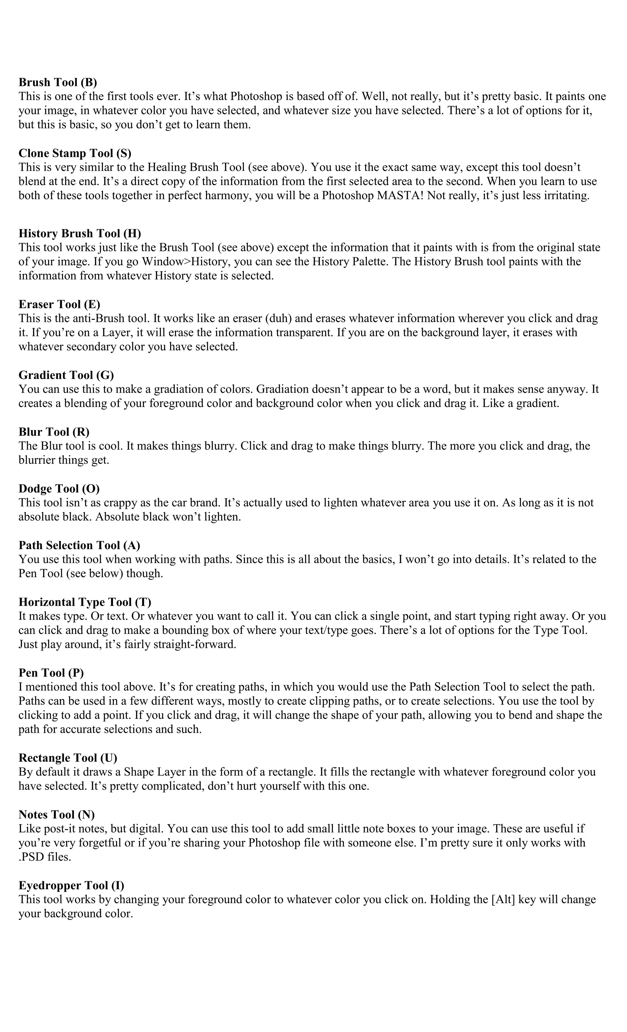 Photoshop tools and their functions | DOCX