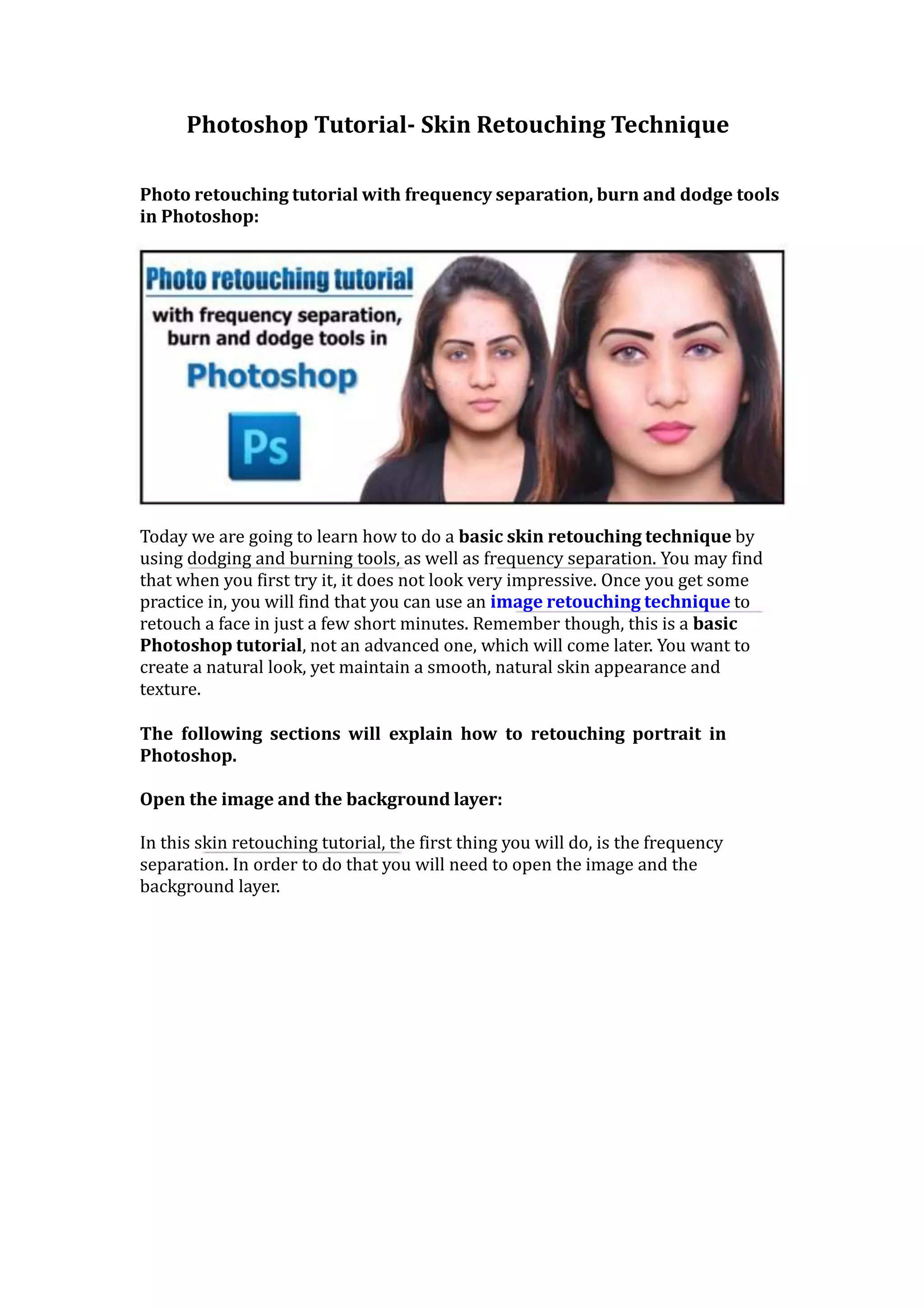Photoshop Tutorial Skin Retouching Technique Pptx