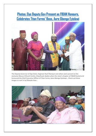 Photos Oyo Deputy Gov Present As FIBAN Honours, Celebrates Titan Farms ...