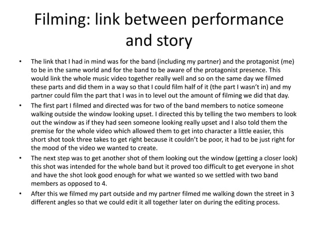 filming performance production log | PPT