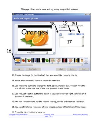 Photo Story Manual | DOC