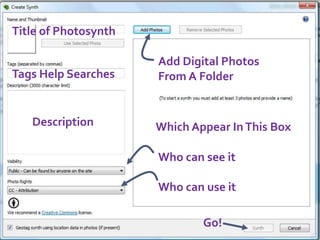Photosynths as a method for capturing rich visual, qualitative data | PPT