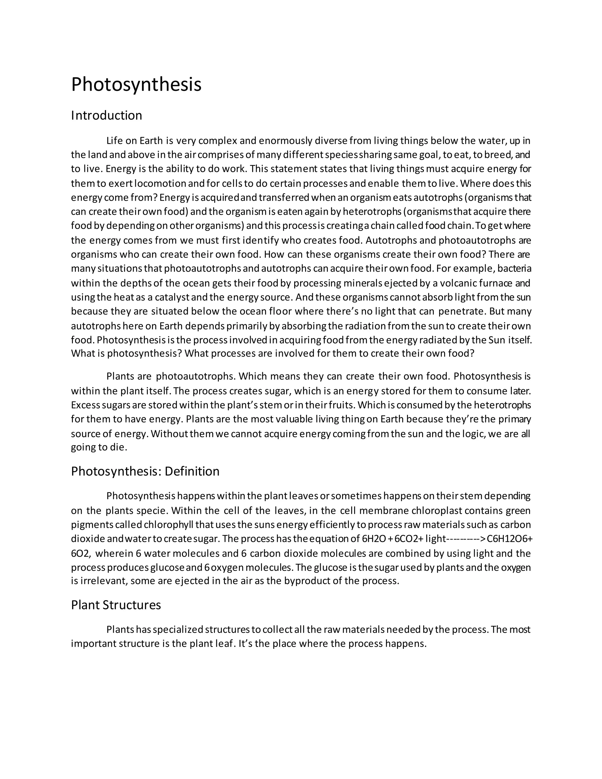 Photosynthesis | DOCX