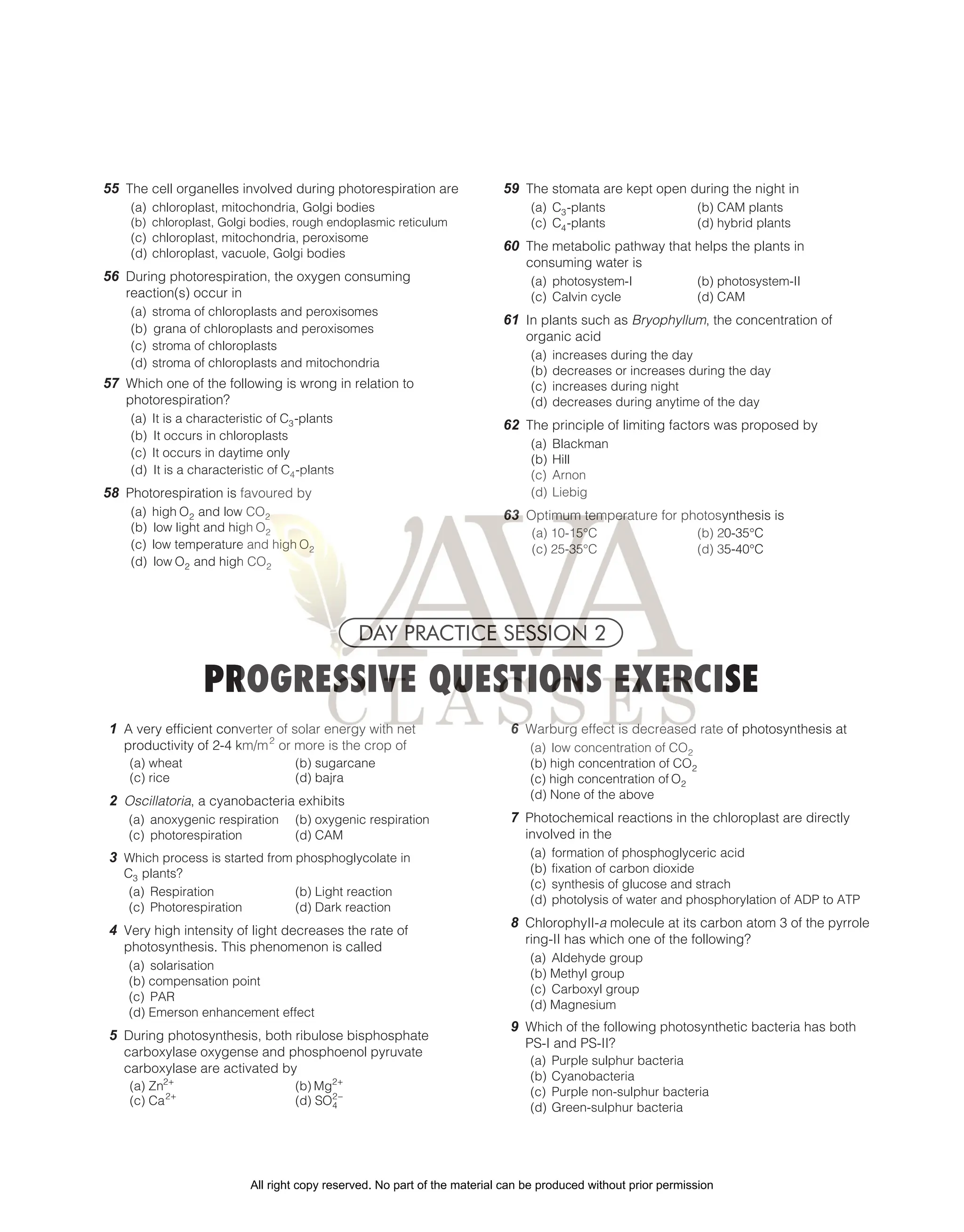 Photosynthesis in Higher Plants Class 11 Free Study Material PDF | PDF