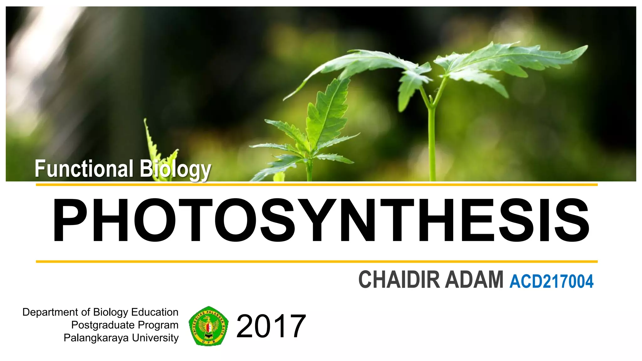 Photosynthesis - Chaidir Adam 2017 | PPTX