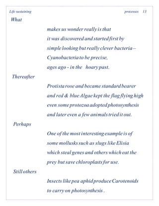 Life sustaining processes - Chapter V.1 Photosynthesis in Animals ...