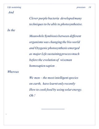 Life sustaining processes - Chapter V.1 Photosynthesis in Animals ...
