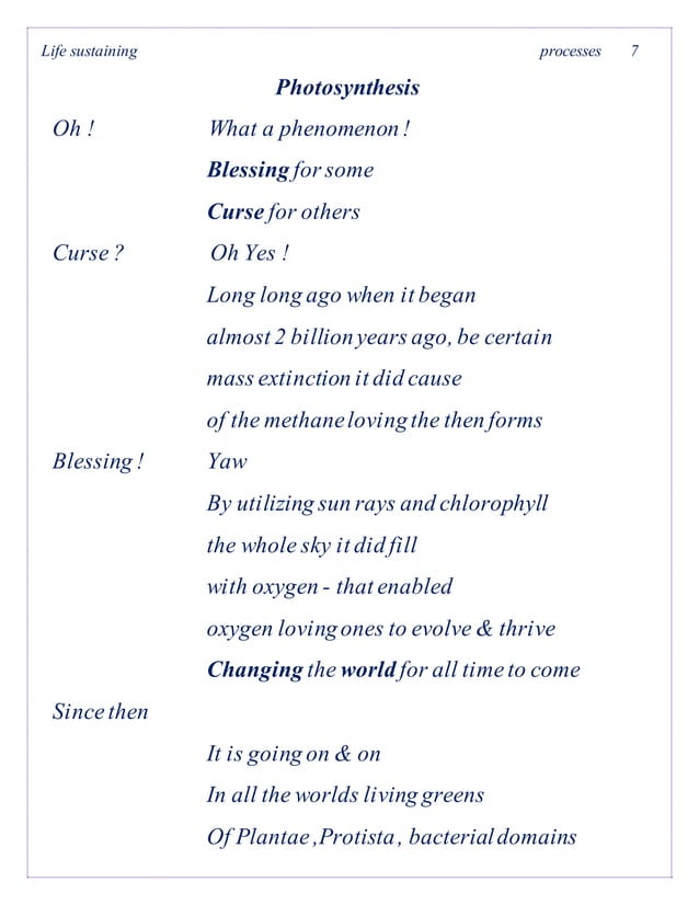 Life sustaining processes - Chapter V.1 Photosynthesis in Animals ...