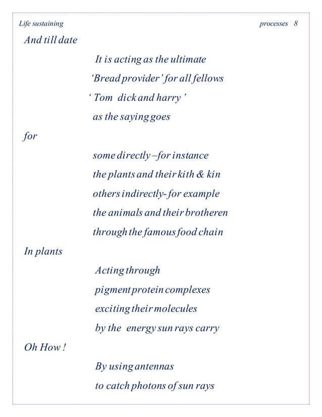Life sustaining processes - Chapter V.1 Photosynthesis in Animals ...