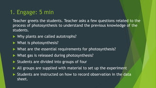 5 E Model lesson plan in biology- Photosynthesis | PPTX